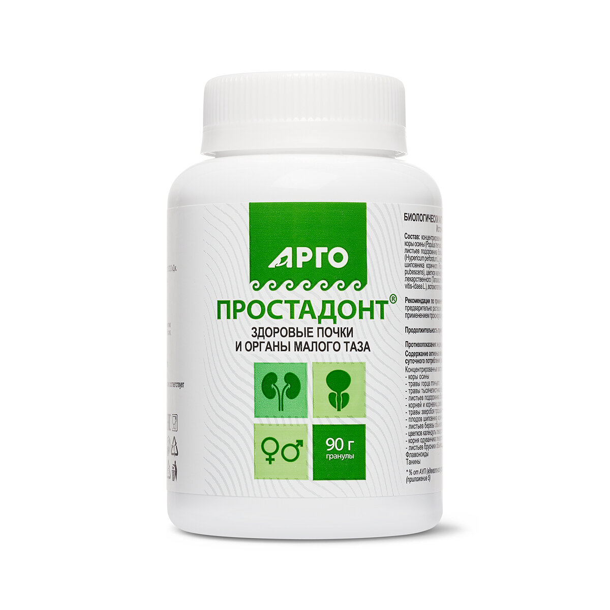 Биологически активная добавка к пище "Простадонт" для здоровья предстательной железы, гранулы в банке 90 гр, ООО Биолит (г. Томск)
