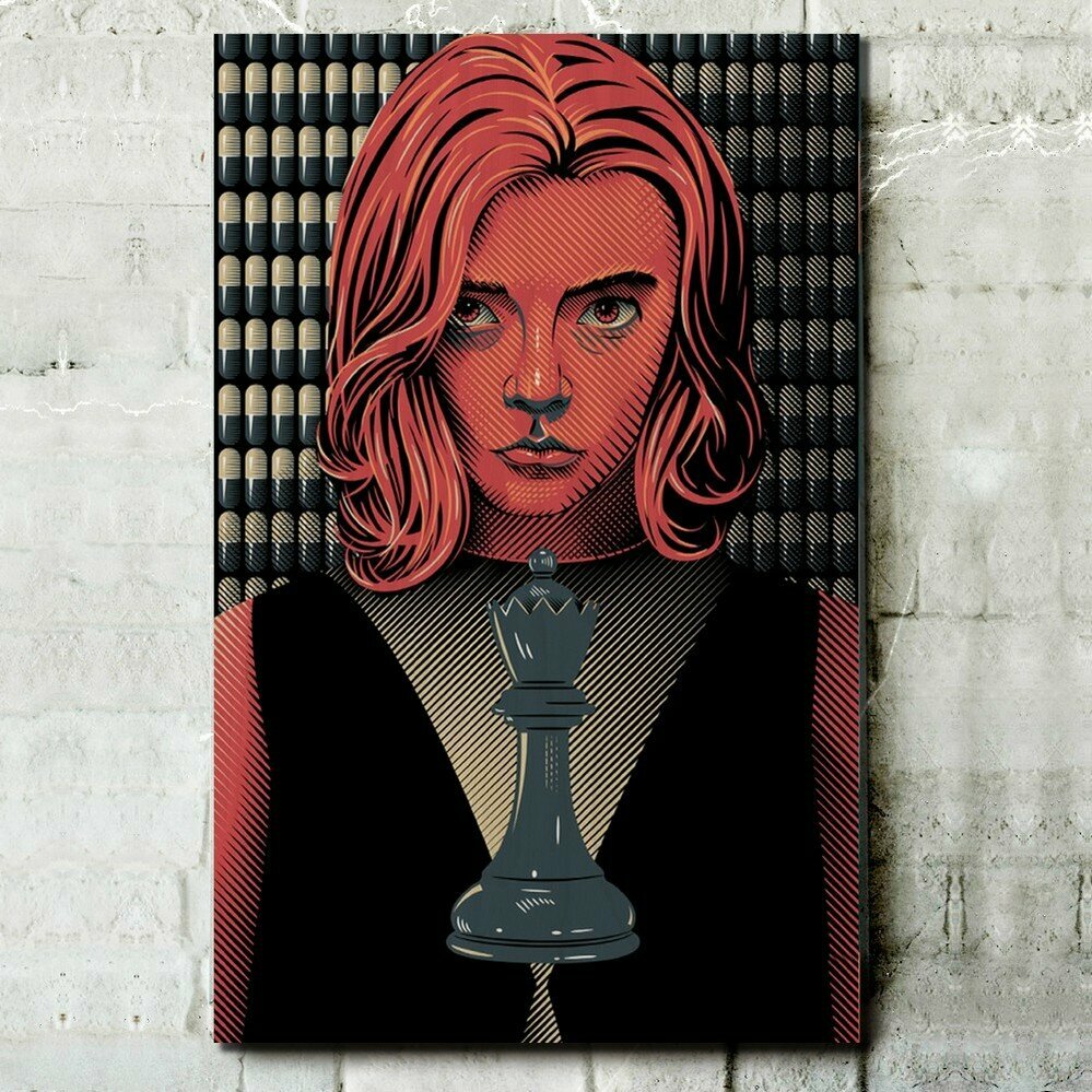 Картина интерьерная на дереве сериал Ход Королевы (The Queen's Gambit) - 14368 В