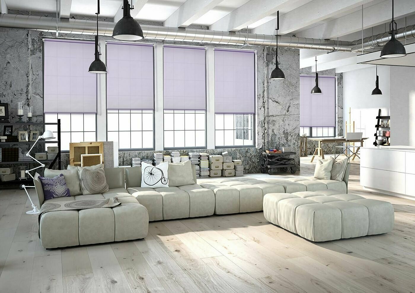 Рулонная штора УЮТ 180 см высота 175 см, Плайн сиреневый, рольштора полиэстер, затемнение 70%