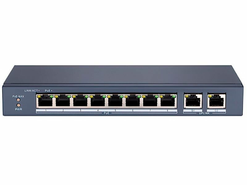 HiWatch DS-S1008GP сетевой неуправляемый 8-портовый коммутатор с PoE