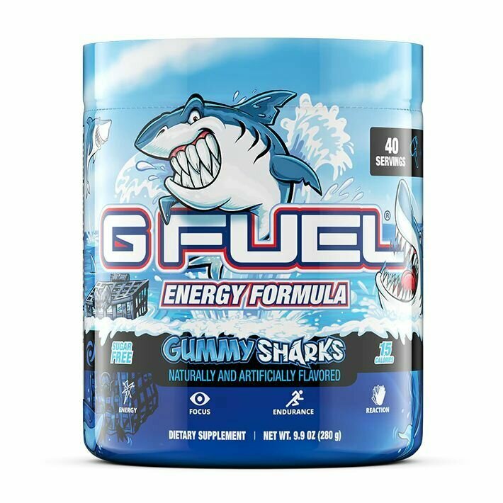 Сухой энергетик GFUEL Gummy Sharks (Мармелад с голубой малиной), 40 порций, 280 г