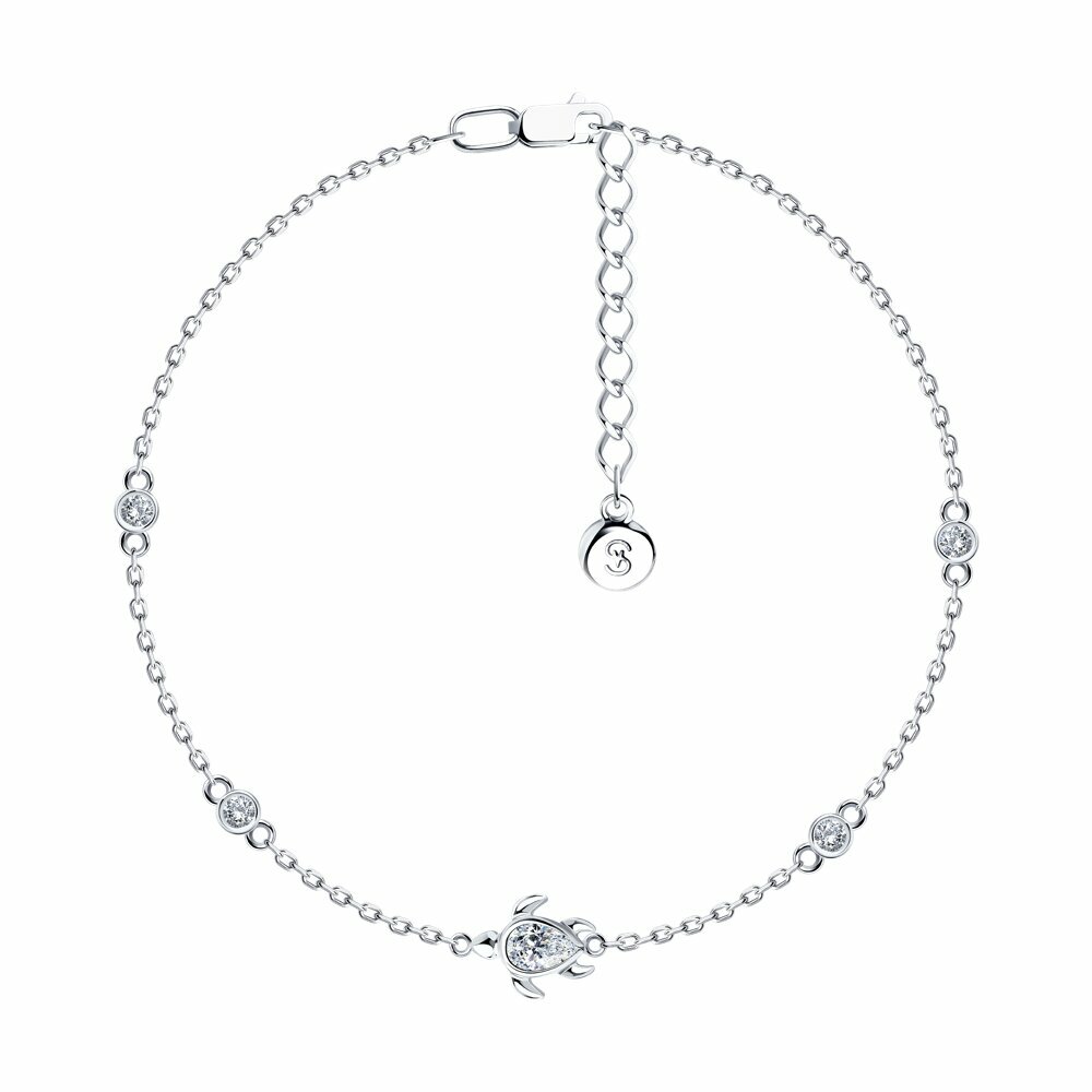 Браслет, серебро, 925 проба, фианит