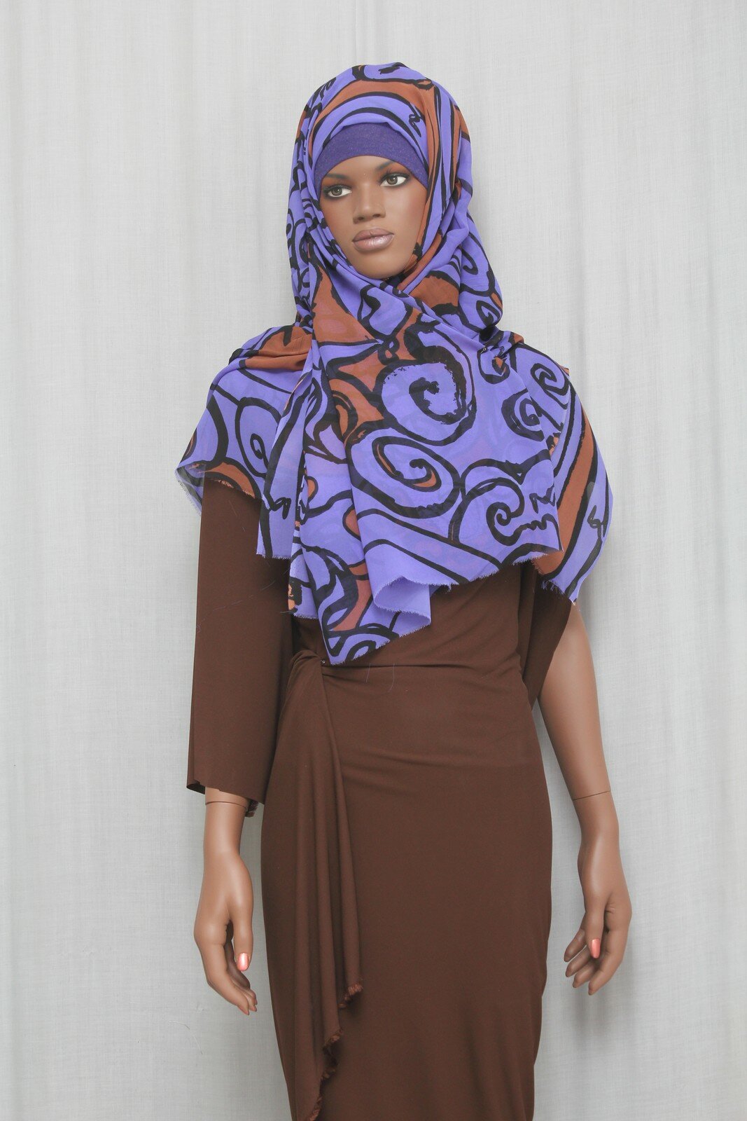 Ткань Шелк-жоржет Blumarine фиолетово-коричневый, ш138см, 0,5 м