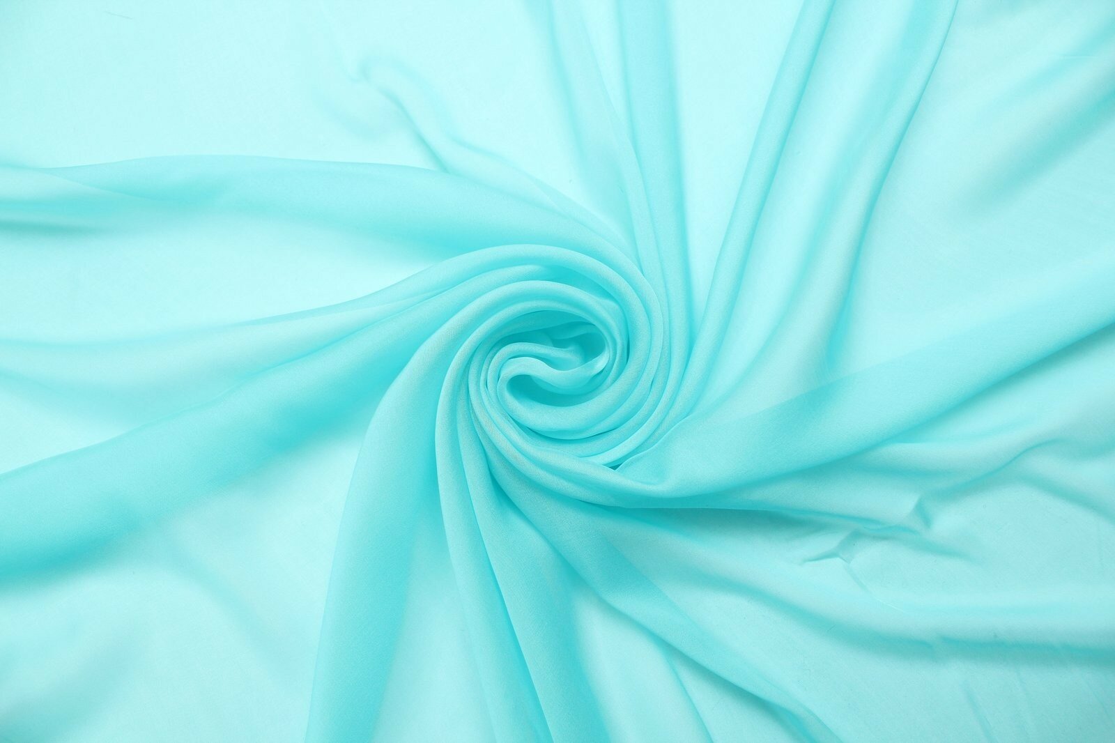 Ткань Шёлк-шифон, бирюза, ш136см, 0,5 м