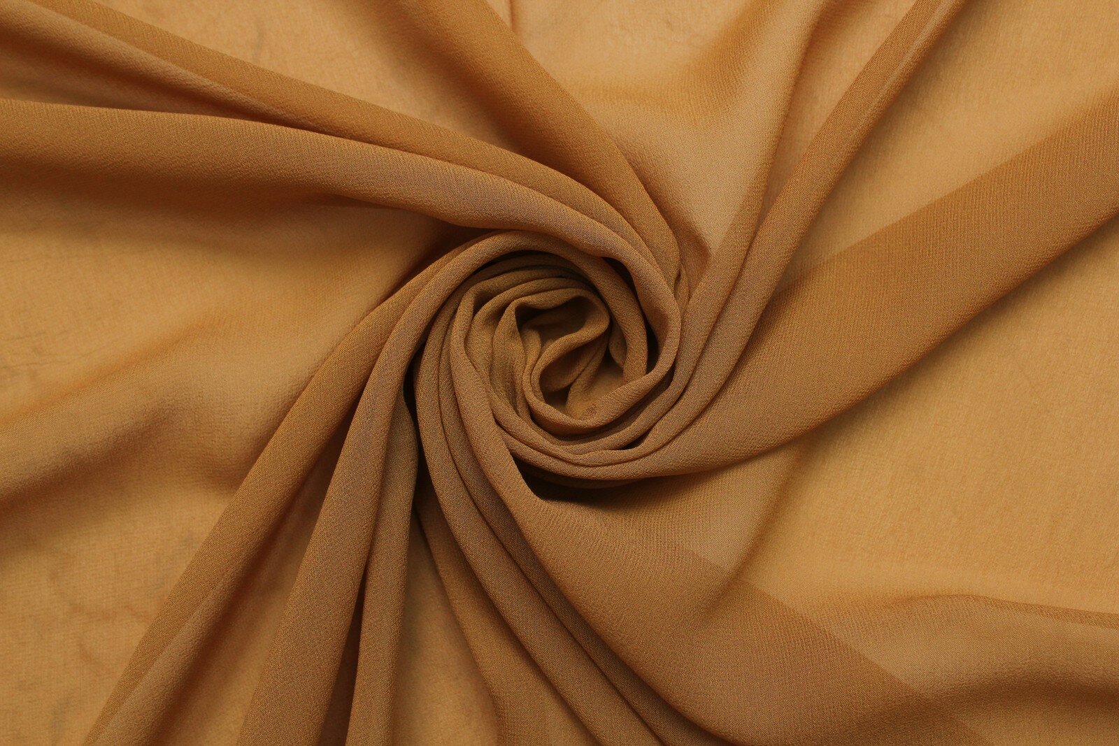 Ткань Шелковый шифон-стрейч песочно-карамельный, ш132см, 0,5 м