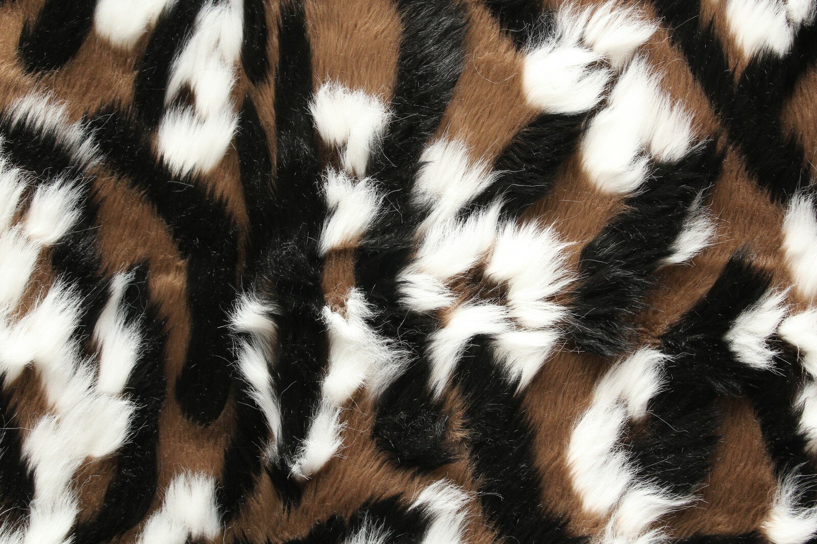 Ткань Мех-жаккард на трикотажной основе в коричневом, чёрном и белом цветах, ш150см, 0,5 м