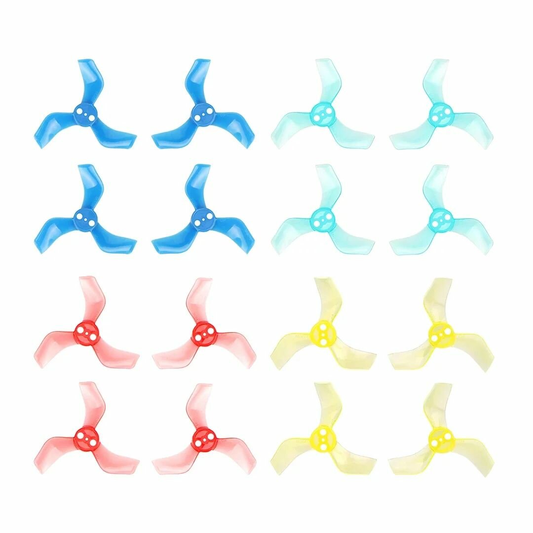 Пропеллеры Gemfan 40мм 3-лопастные Разные цвета Вал 1,0 мм 8CW+8CCW