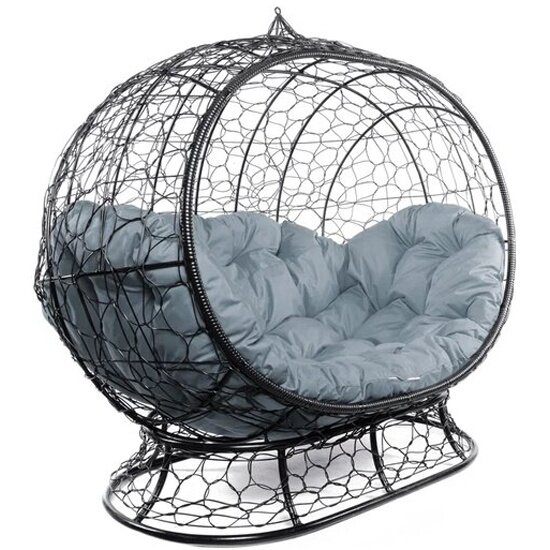 Диван M-group Улей на ножках в ротанге черное + серая подушка