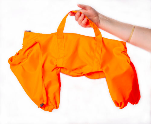Комбинезон-дождевик для пуделя миниатюрного (карликового) кобеля, с ручками, повышенной прочности, цвет оранжевый