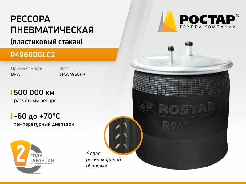 Рессора пневматическая (пластиковый стакан) R4960DGL02 (SP554960KP)