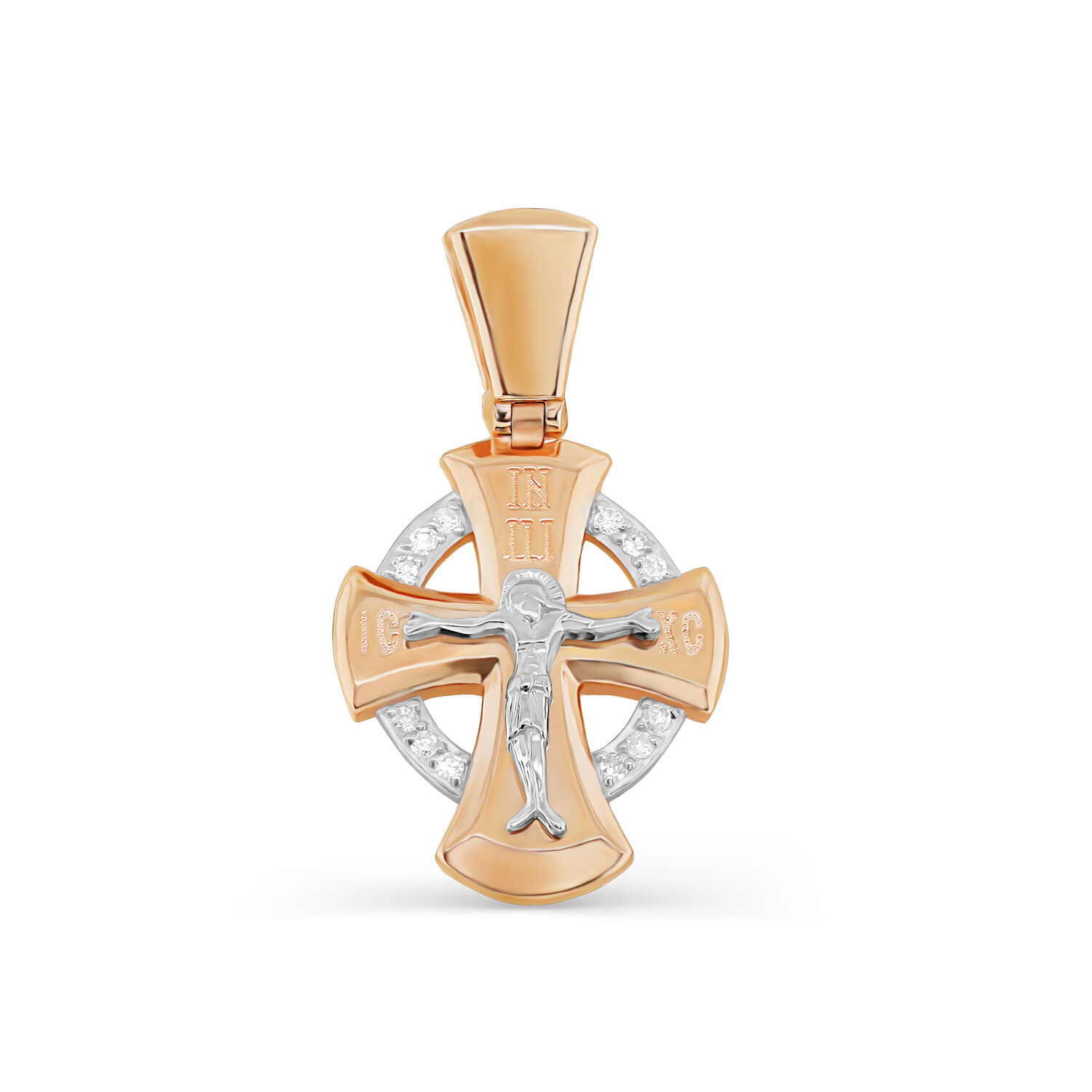 Крестик, красное золото, 585 проба, бриллиант