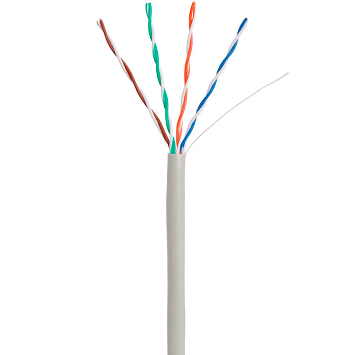 Витая пара UTP кат.5e, 4 пары, CU, 305м, внутренний, одножильный, серый, NETLAN (EC-UU004-5E-PVC-GY)