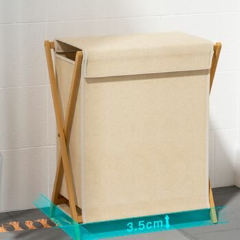 Корзина для белья трикотажная на бамбуковом каркасе складная (70 литров)