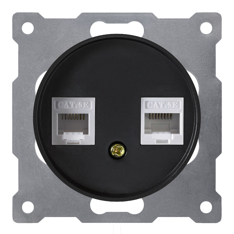 Розетка двойная компьютерная OneKeyElectro RJ45 5e, цвет черный