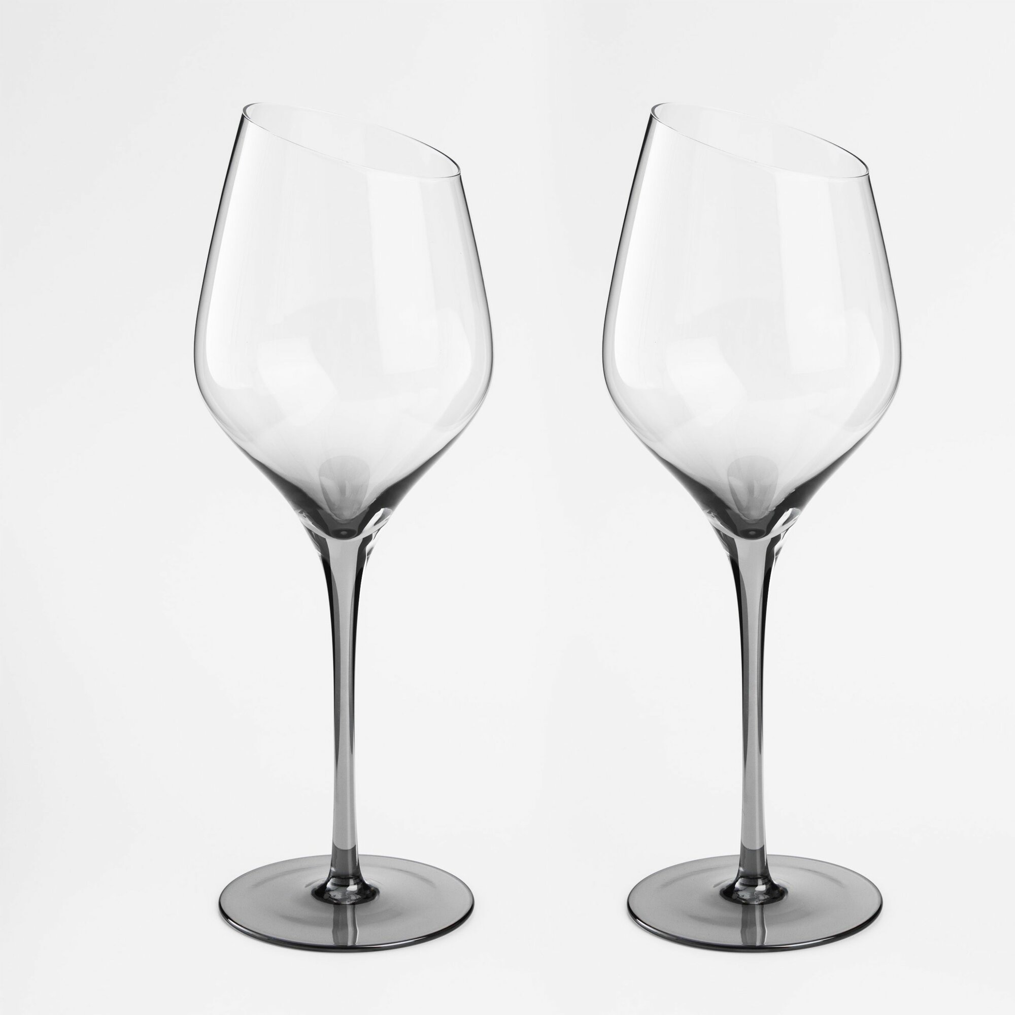 Бокал для белого вина, Kuchenland, 460 мл, 2 шт, стекло, серый, Charm L Color