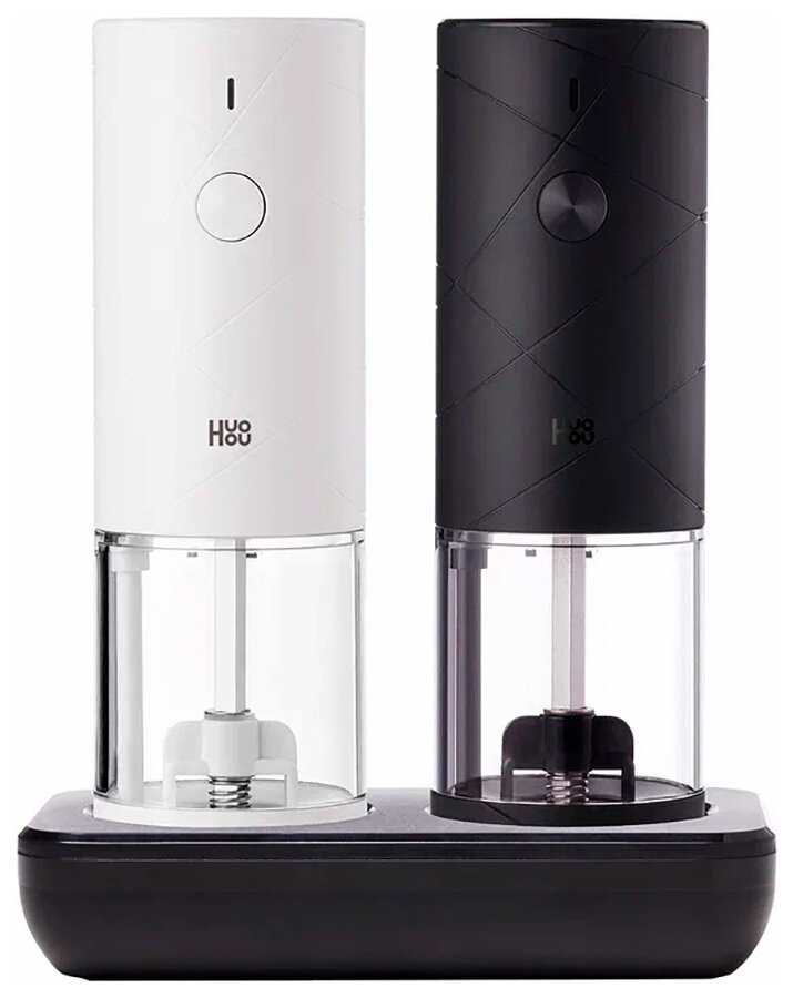Набор из двух электрических мельниц для специй Huo Hou Electric Grinder Rechargable, со встроенным аккумулятором и подставкой, белый-черный (HU0275 RUS)
