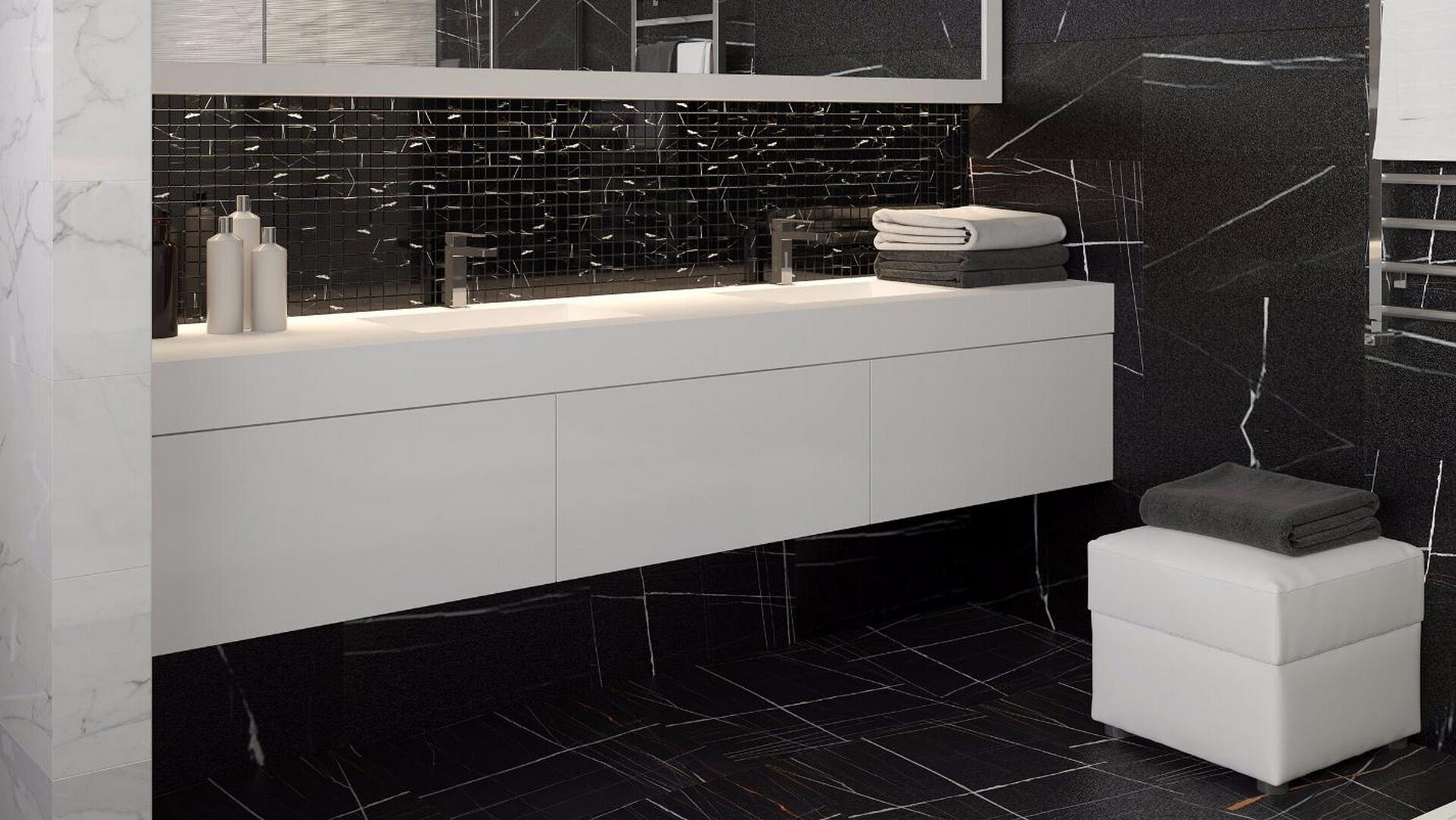 Керамогранит Kerranova Marble Trend Nero Dorato Matt 60x120 K-1004/MR/600x1200 матовая морозостойкая