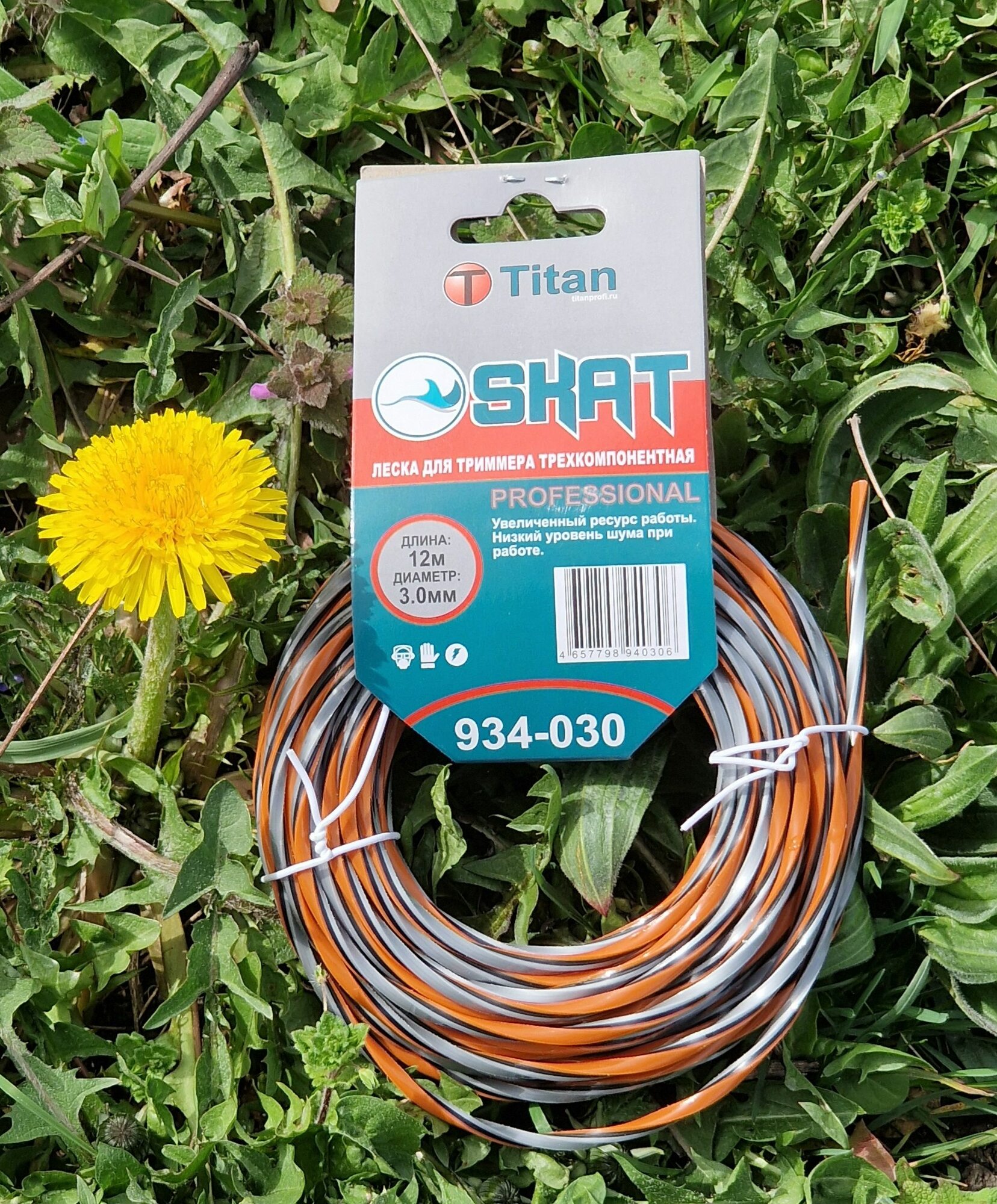 Леска для триммера трехкомпонентная 12м*3.0мм Titan SKAT PROFESSIONAL