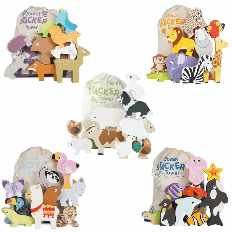 Набор деревянных игрушек Le Toy Van World Animal Stacker Bundle