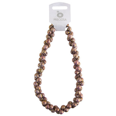 PRECIOSA бусина Чехия на нитях 112-01-312-LF39, размер 8 мм, 102 шт, для бисероплетения цвет 02010/65491 желто-розовый