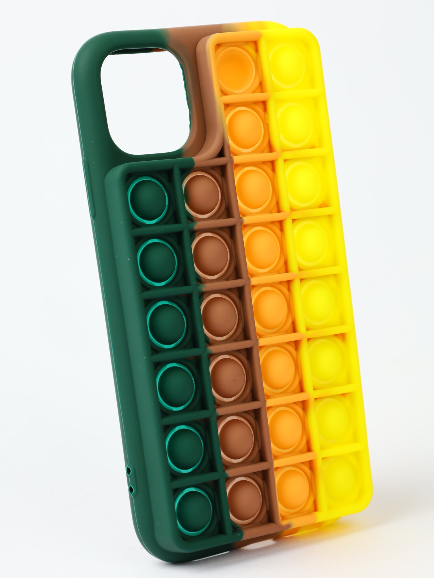 Чехол-антистресс "Pop It" IHIPPO, силикон, желтый, бежевый, коричневый, зеленый