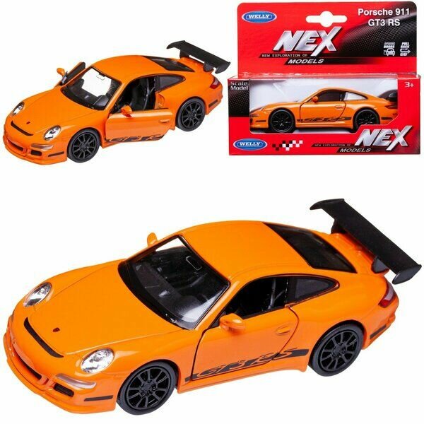 Игрушка Welly Машинка 1:38 Porsche 911 GT3 RS, пруж. мех, оранжевый