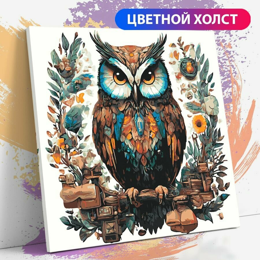 Картина по номерам на холсте с подрамником, "Сова", 40х40 см