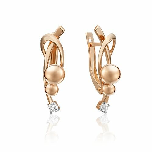 Серьги, красное золото, 585 проба, топаз