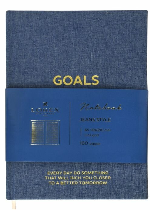 LOREX Блокнот Jeans style, А5, 80 листов, клетка, обложка ткань с тиснением