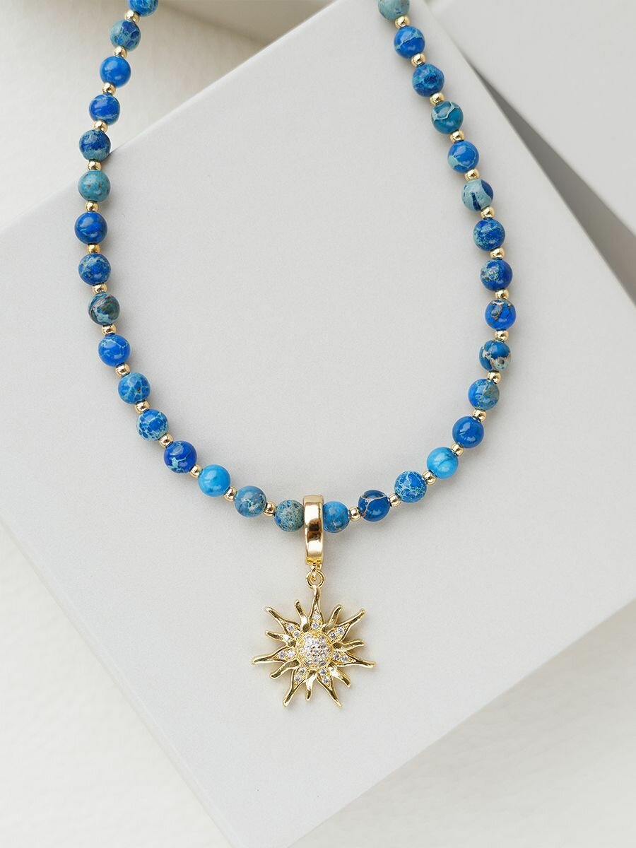 Колье, лазурит, циркон