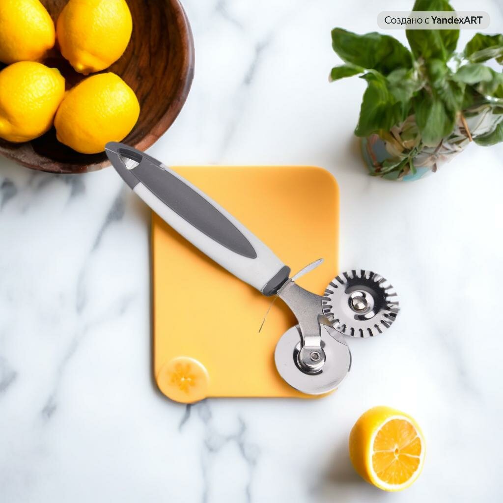 "Нож для теста" - двойной ролик из металла и пластика, 18,5х7,5 см