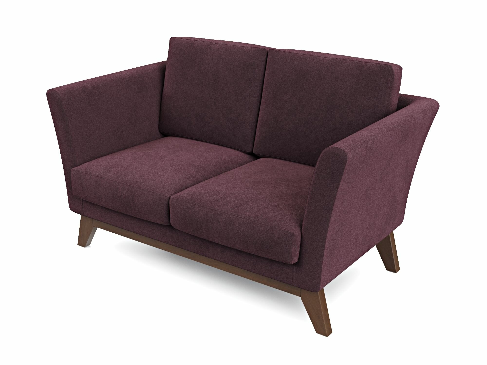 Мини диван Arsko Див-М красный/орех, велюр массив дерева, кухонный, офисный, для кафе и бара, на ножках, скандинавский лофт