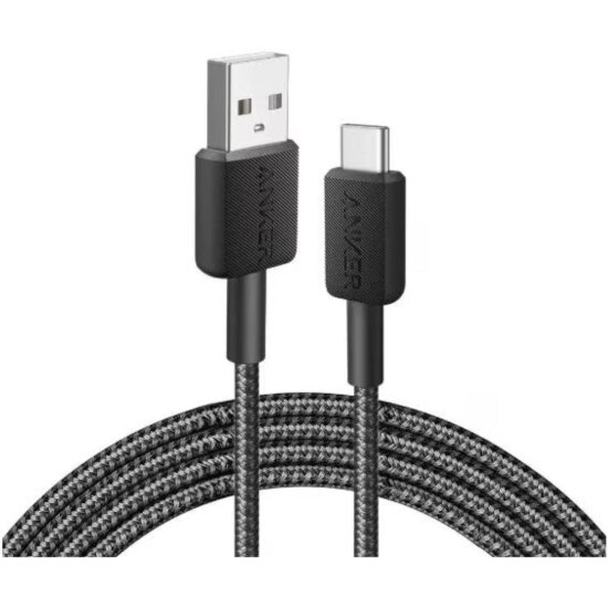 Кабель Anker Power Line 322 USB-A - USB-C, 0.9 м, A81H5, черный