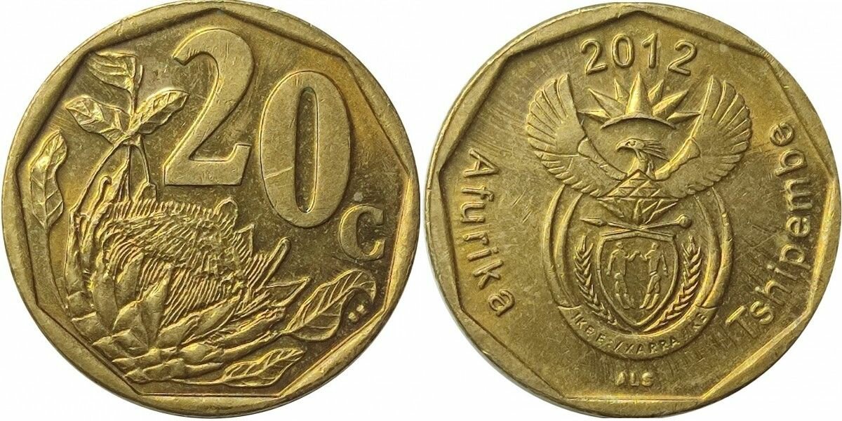 ЮАР 20 центов, 2009-2022 Afurika Tshipembe XF