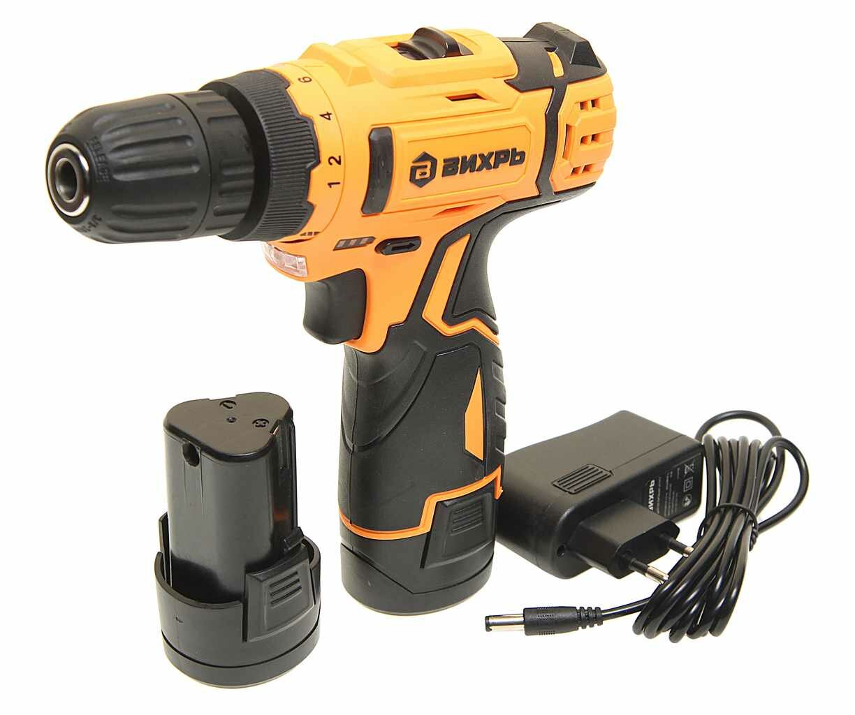 Дрель-шуруповерт с АКБ 12.0В 2.0Ач (2 АКБ Li-Ion), ДА-12Л-2К, вихрь