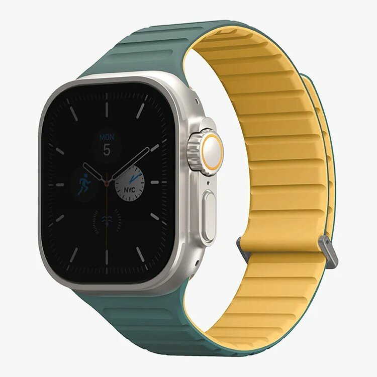 Uniq для Apple Watch 49/46/45/44 mm ремешок Revix EVO reversible Magnetic Viridian Green/Burnt Yell