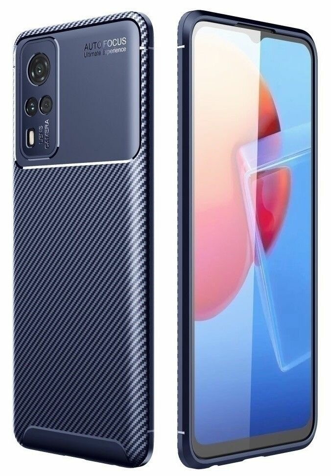 Накладка силиконовая для Vivo Y53S 4G / Vivo Y31 под карбон синяя