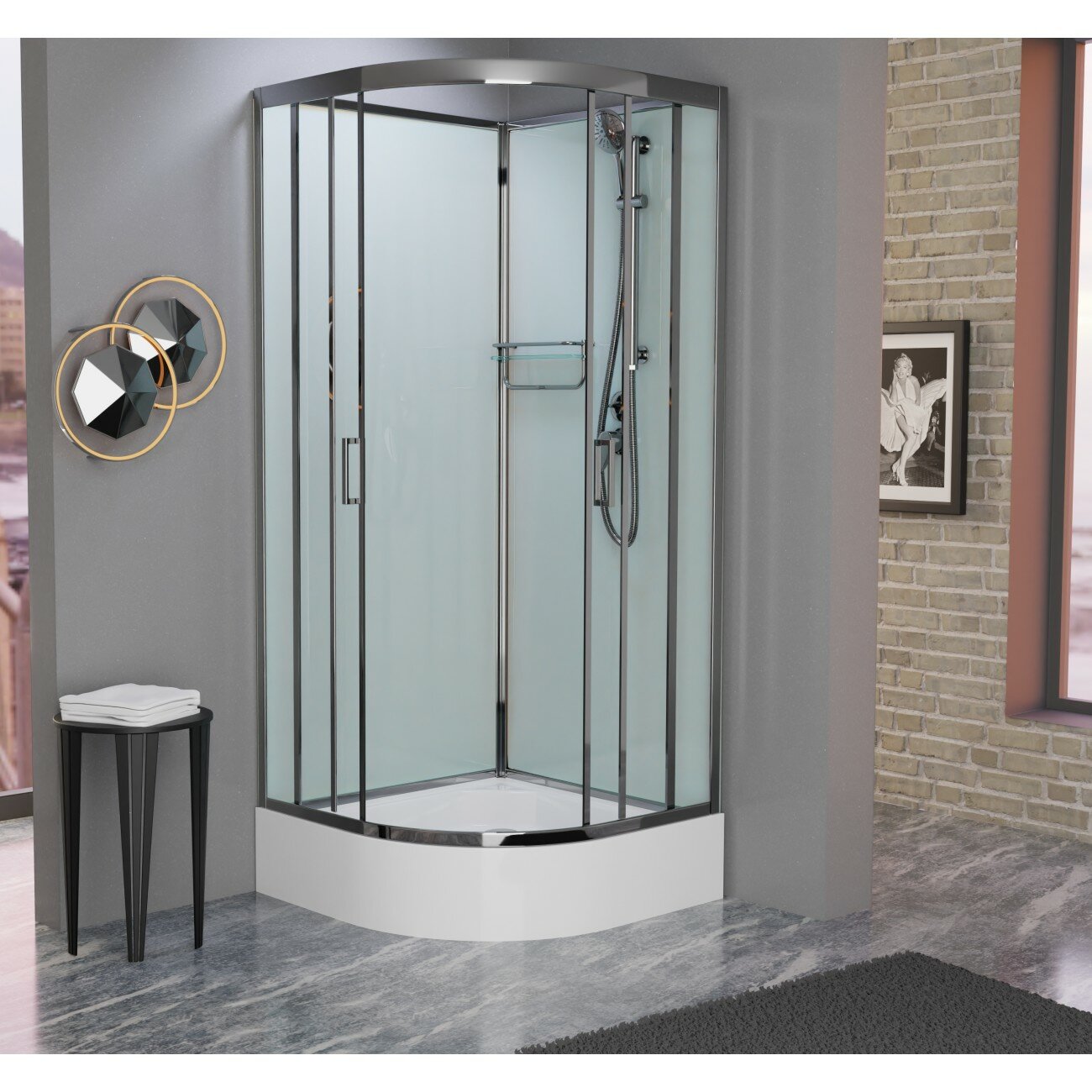 Душевая кабина "Frank" F409/1 Brilliant, акрил, матовое стекло