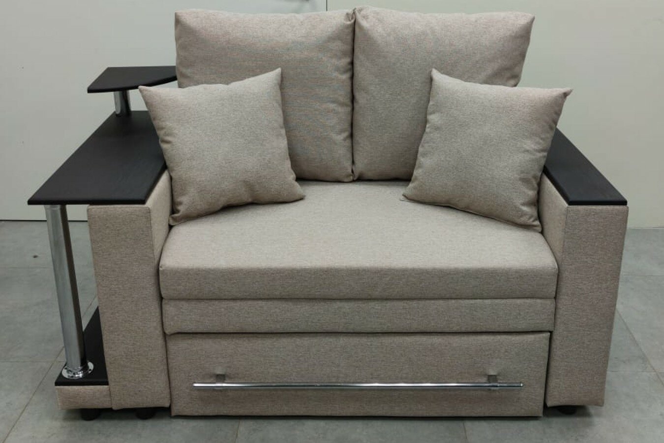 Прямой диван Соло Люкс Смарт Рогожка, выкатной, 165х80х87 см, с ящиком для белья