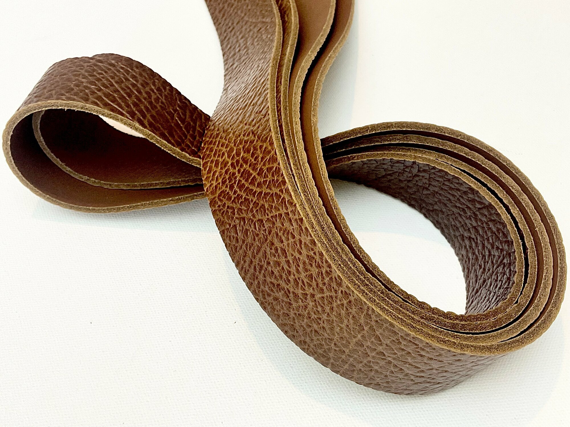 Ременная заготовка 20 мм из натуральной премиальной кожи, текстура «бизон», коричневая