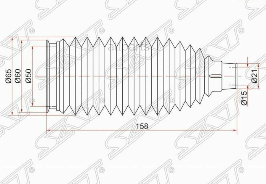 SAT ST-45535-26060 Пыльник рулевой рейки TOYOTA HIACE REGIUS ACE 04- LH=RH