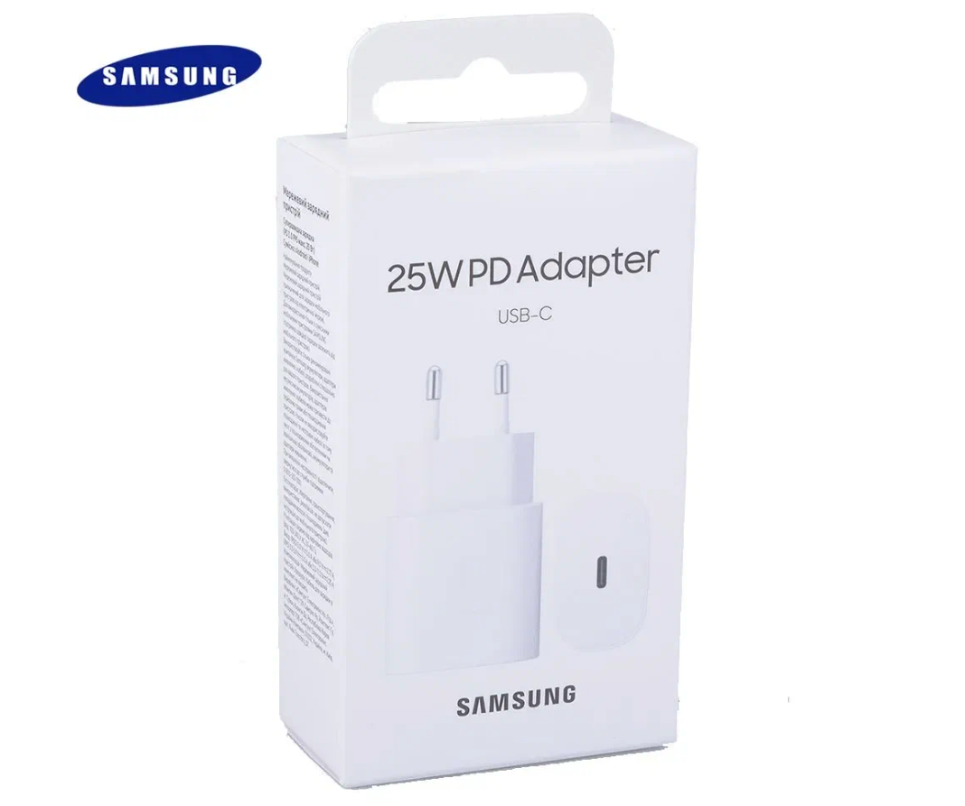 Блок питания для телефонов Samsung 25W PD Power Adapter USB-C/ Сетевой адаптер для Самсунг 25вт- Белый