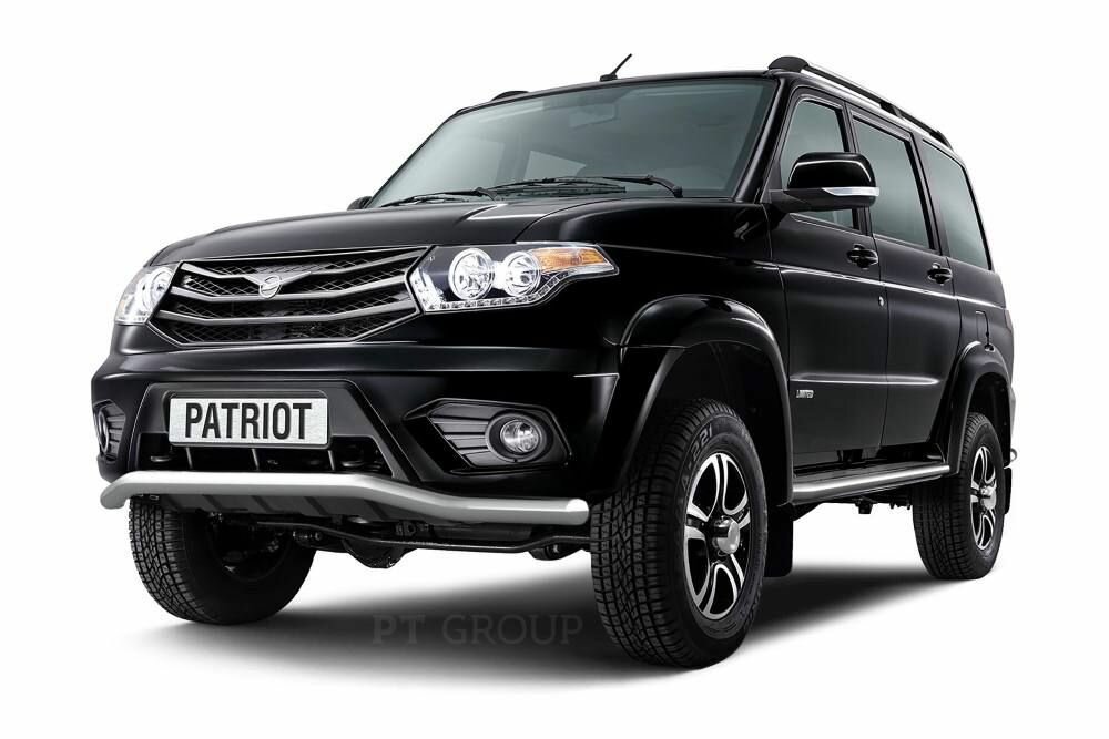 Передняя защита бампера УАЗ Патриот 63мм, Волна, нержавеющая сталь