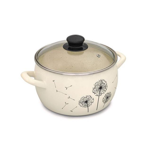 Кастрюля METROT Одуванчик 7,9л 24см эмал. сталь с крышкой