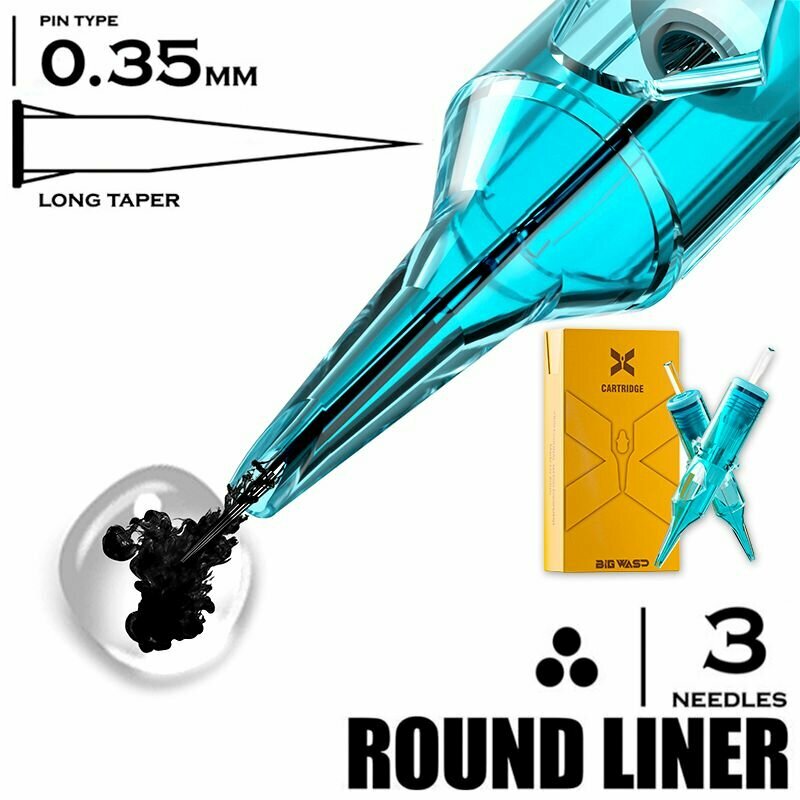 Картриджи для тату и татуажа BIG WASP-X (35/1203RLLT) Round Liner - 20шт/уп
