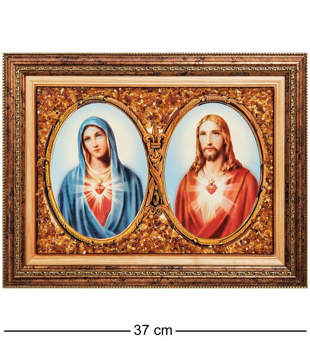 Икона 'Иисус и Мария' (с янтарной крошкой)