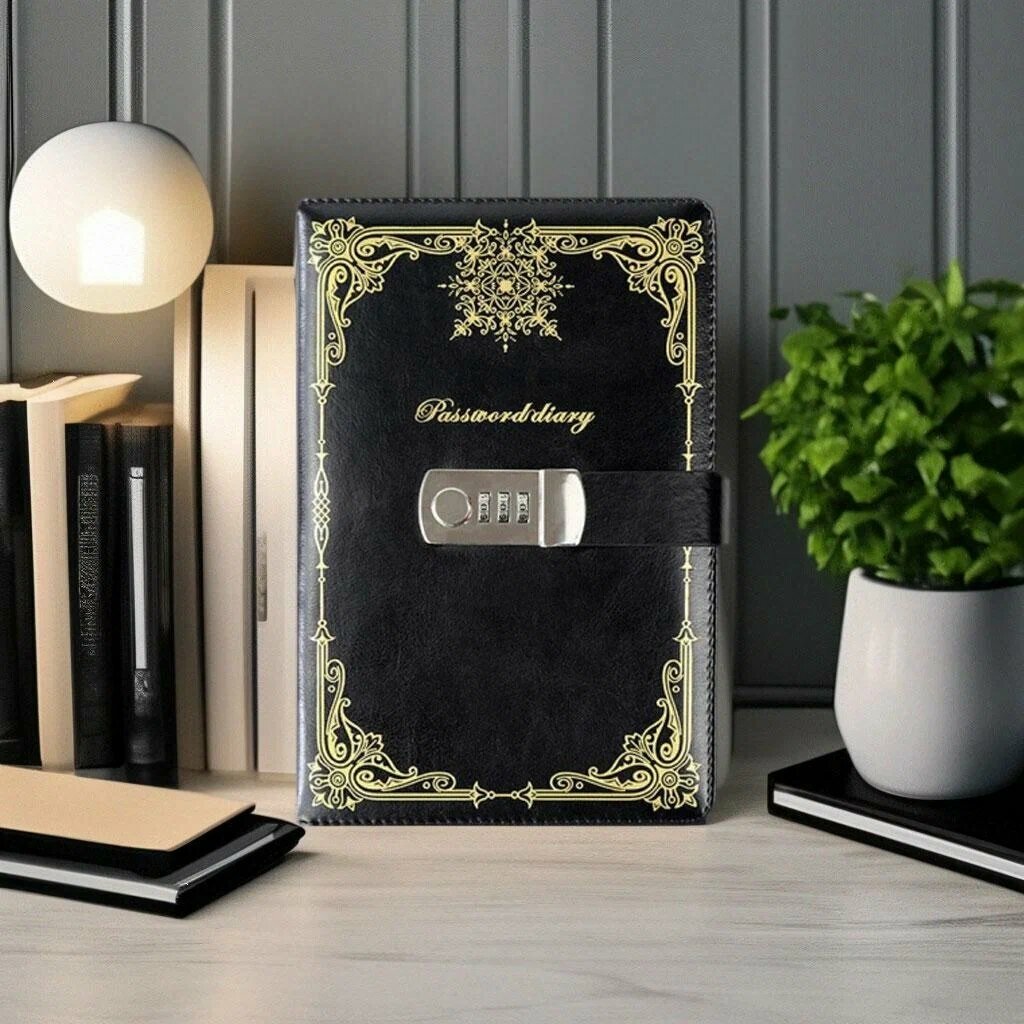 Блокнот с кодовым замком, чёрный