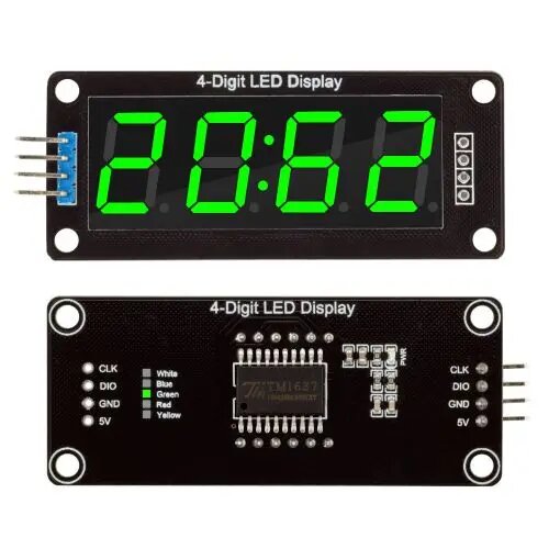 Зеленый 4-х разрядный LED дисплей TM1637 0.56"