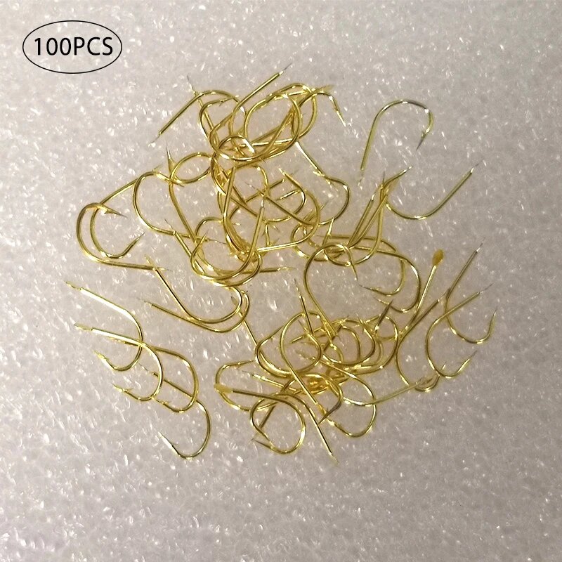 Крючки для ловли карпа Pesca 100 шт, высокоуглеродистая сталь, золотые, 2-6 # 4