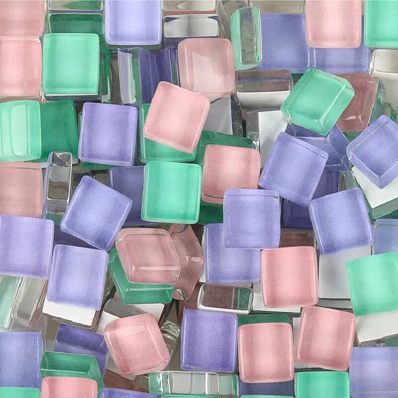 100 г Смешанные мозаики разных цветов квадратные блестящие стеклянные мозаичные плитки для рукоделия поставки синие фиолетовые зеленые arte